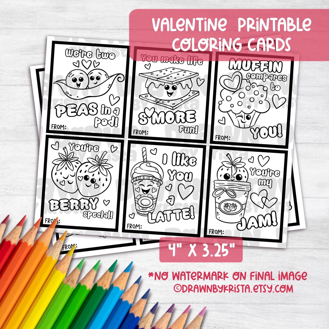 Coloring Valentine’s Day Crayon Cards for Kids Printable Preschool ...
