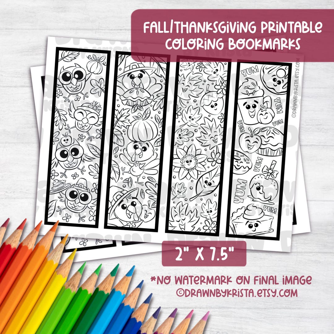 Thanksgiving Fall Printable Coloring Bookmarks Thanksgiving Coloring ...