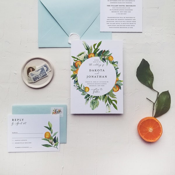 Citrus Wedding Invitation - Etsy