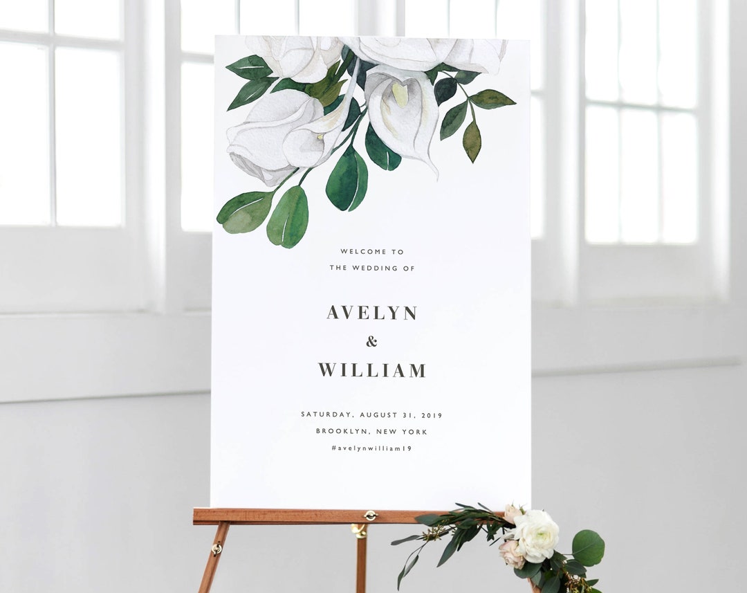 Printable Welcome Sign Template Elegant Floral Wedding Signage Editable ...