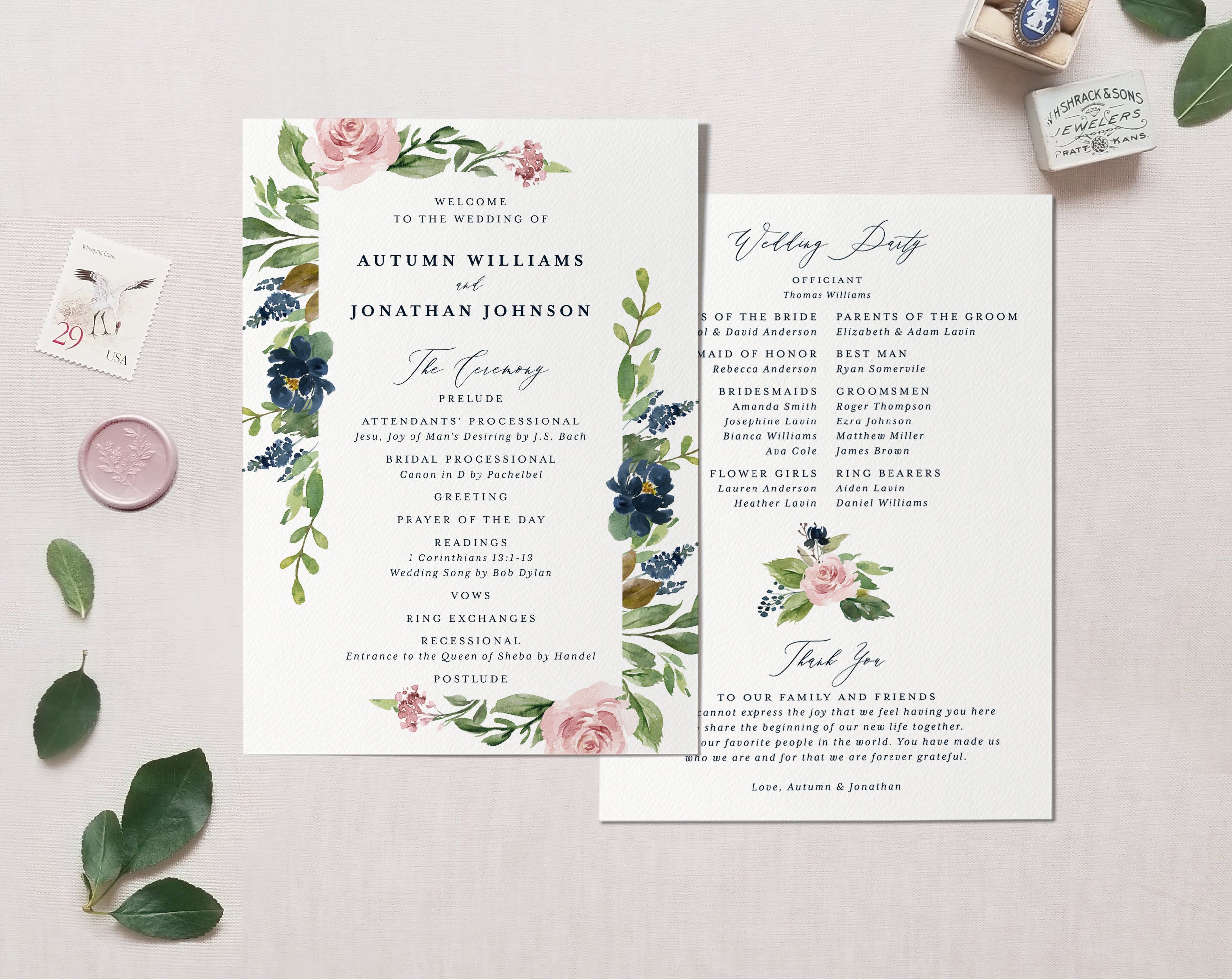 Printable Wedding Program Template Instant Download Order of | Etsy