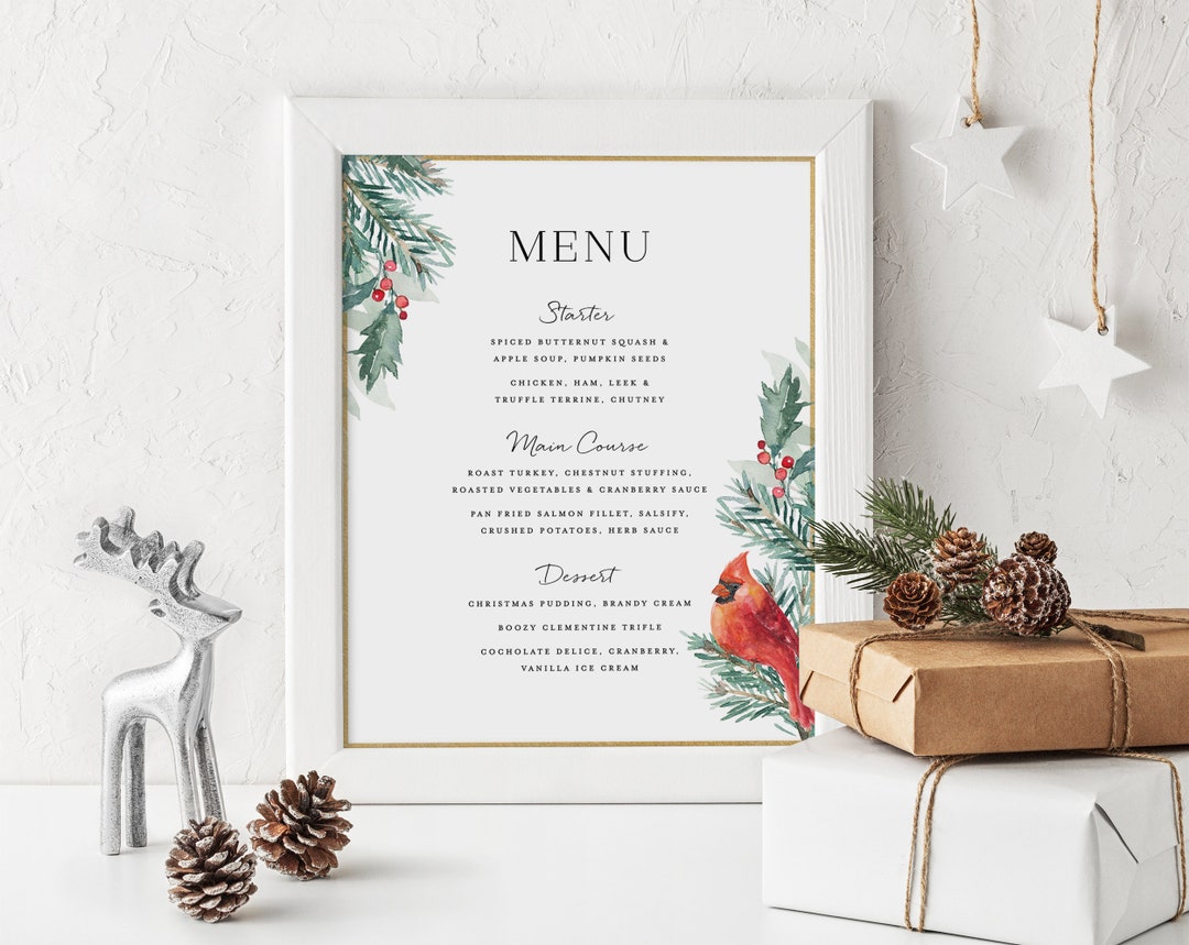 Printable Christmas Party Menu Sign Template Instant Download - Etsy