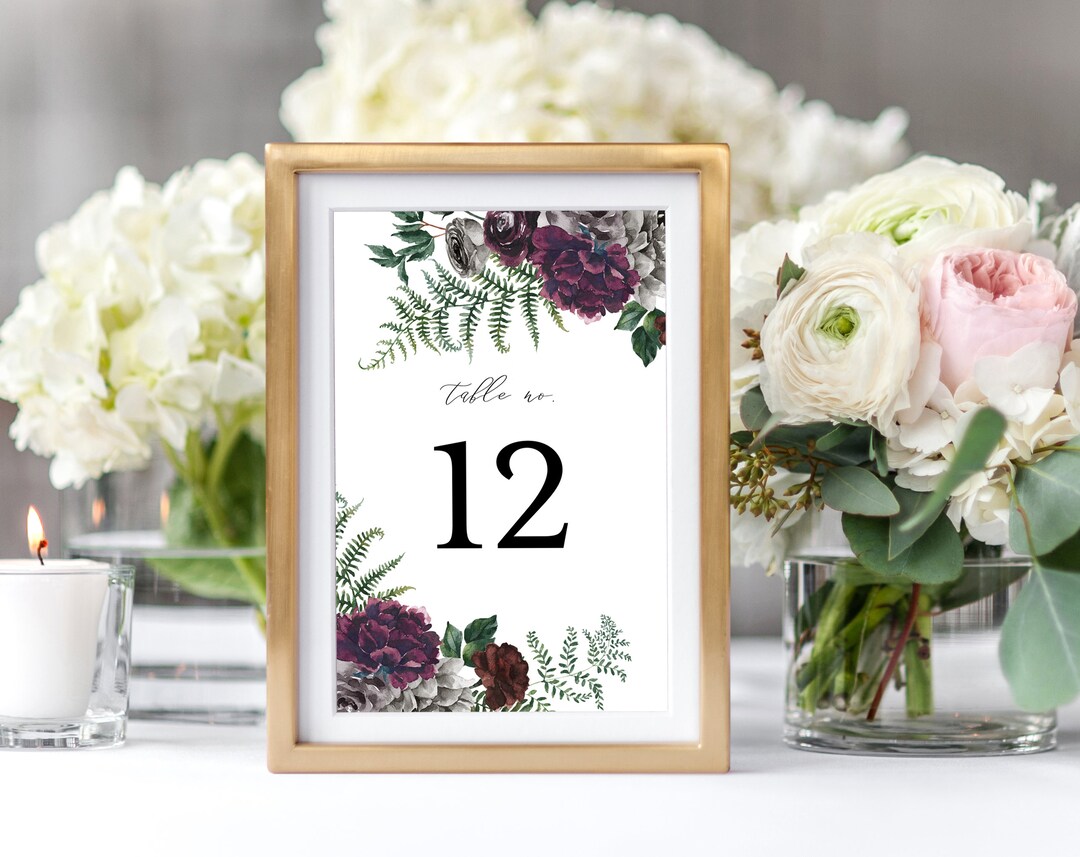 Rustic Woodland Table Numbers Template Printable Floral Fern - Etsy