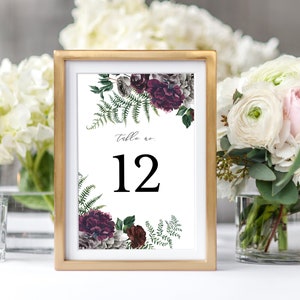 Rustic Woodland Table Numbers Template Printable Floral Fern - Etsy