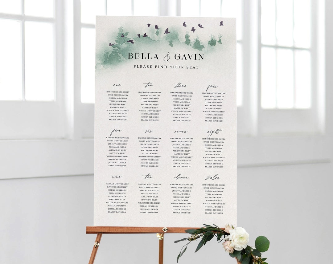 Forest Wedding Seating Chart Template Printable Outdoor Woodland ...