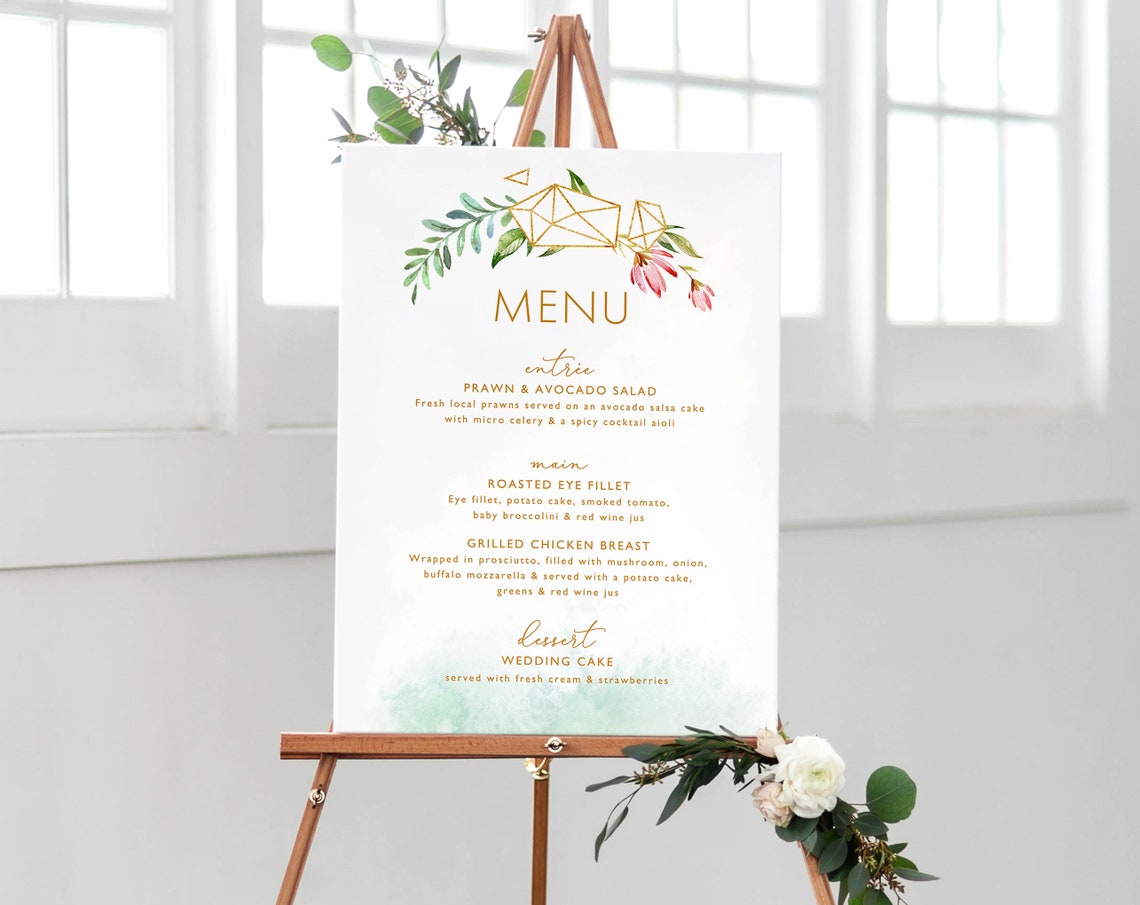 Wedding Menu Sign Template Printable Menu Signage Instant | Etsy