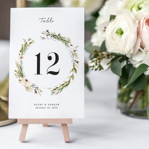 Table Numbers Template, Printable Wedding Table Numbers, Instant ...