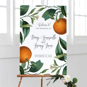 Orange Wedding Welcome Sign Template Printable Botanical Citrus Signage ...