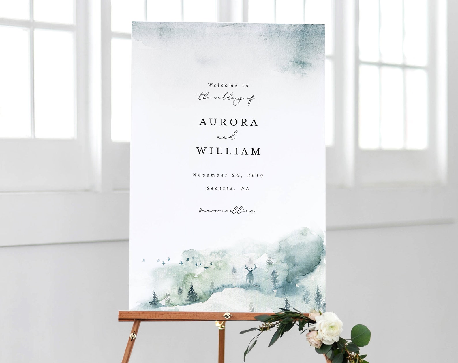 Woodland Wedding Welcome Sign Template Printable Forest | Etsy