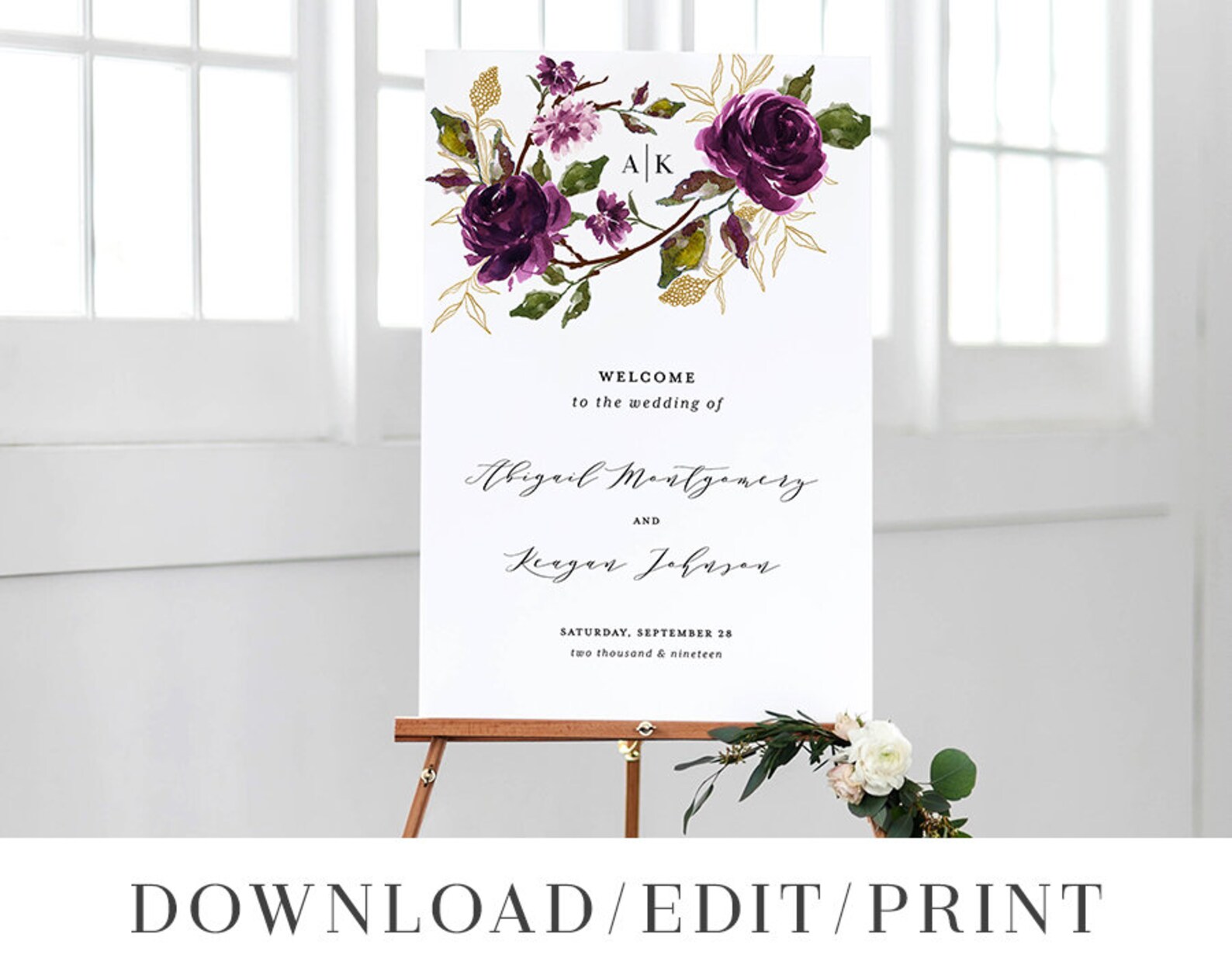 Purple Wedding Invitation Template Bundle Printable Instant - Etsy