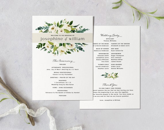 Printable Wedding Program Template Instant Download Order of | Etsy