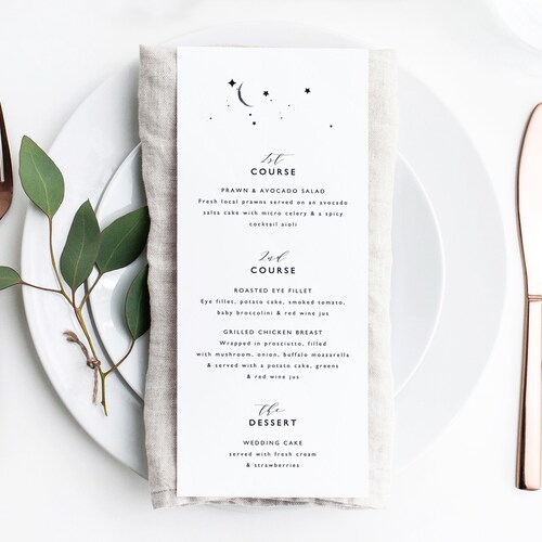 Starry Night Wedding Menu Template Printable Space Star Menus - Etsy