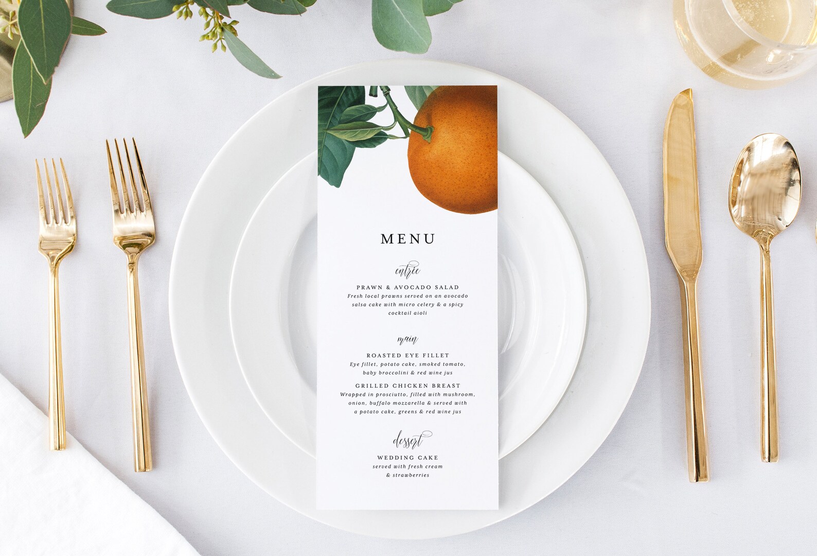 Printable Orange Wedding Menu Card Template Printable Instant | Etsy