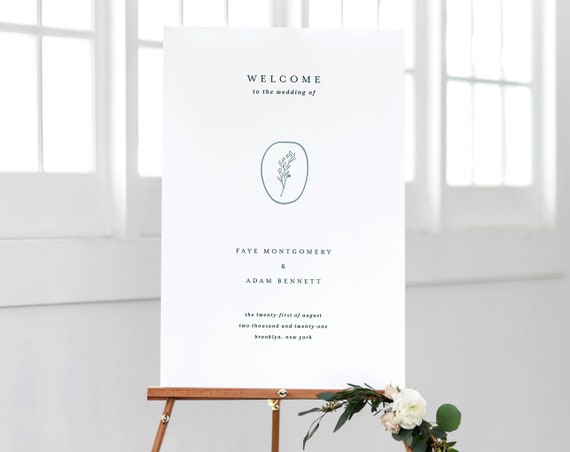 Simple Wedding Welcome Sign Template Printable Green Emerald - Etsy
