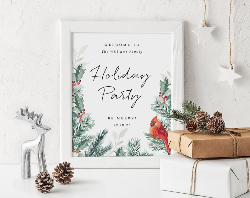 Printable Christmas Party Welcome Sign Template Instant | Etsy