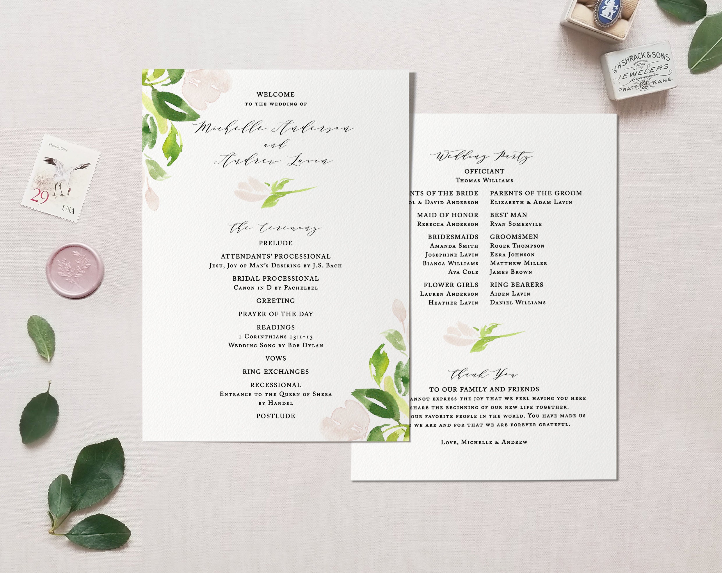 Printable Wedding Program Template Instant Download Order of | Etsy