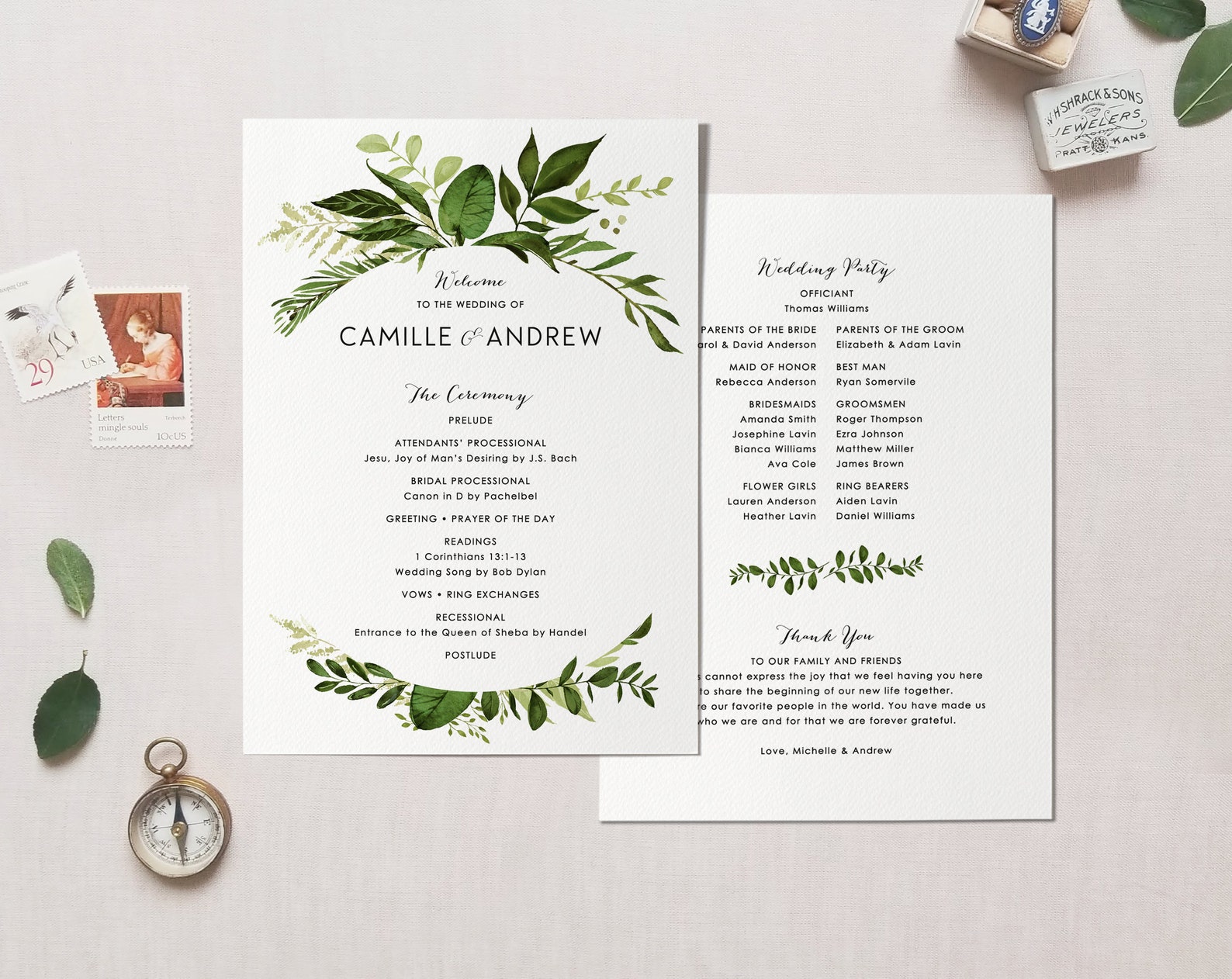 Printable Wedding Program Template Instant Download Order of - Etsy