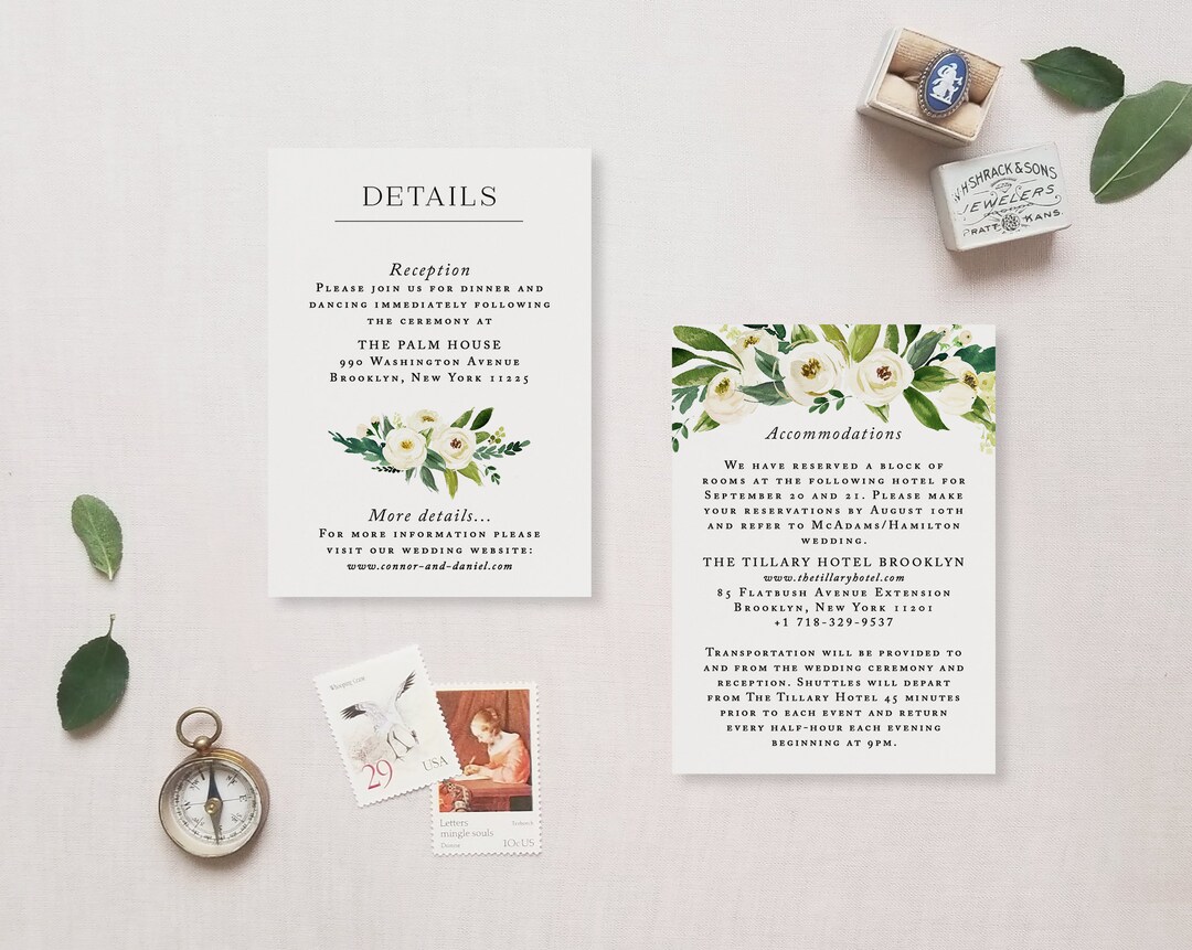 Wedding Details Card Template Printable Information Card DIY - Etsy