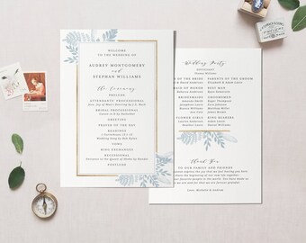 Printable Wedding Program Template, Instant Download Order of Service ...