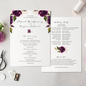 Purple Wedding Program Template Printable Instant Download Order of ...
