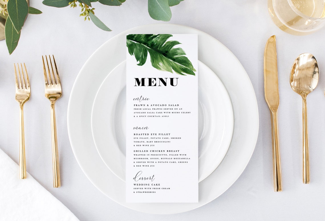 Printable Wedding Menu Card Template Instant Download Menus - Etsy