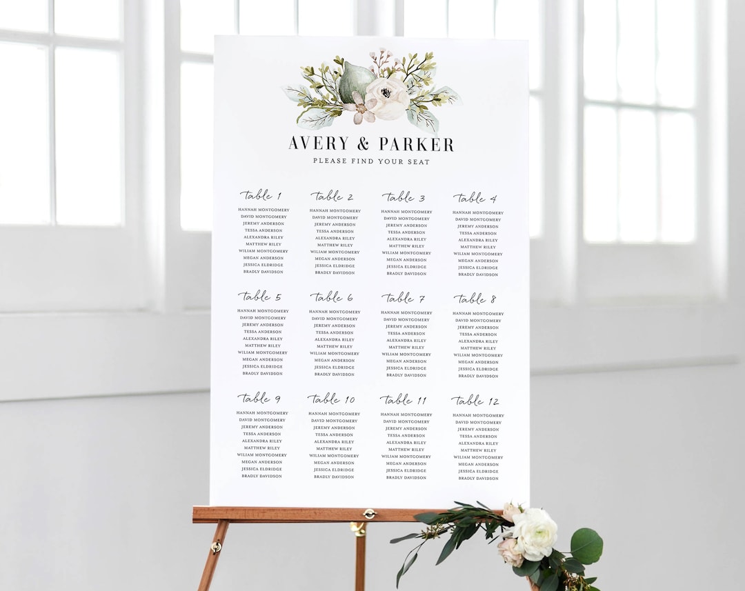 Rustic Wedding Seating Chart Template Printable Decor Signs Instant ...