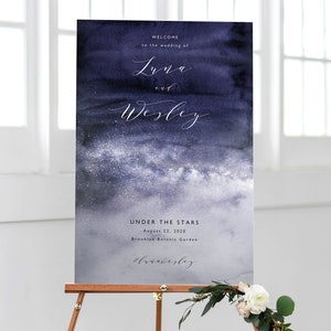 Starry Night Wedding Welcome Sign Template Printable Space Star Instant ...