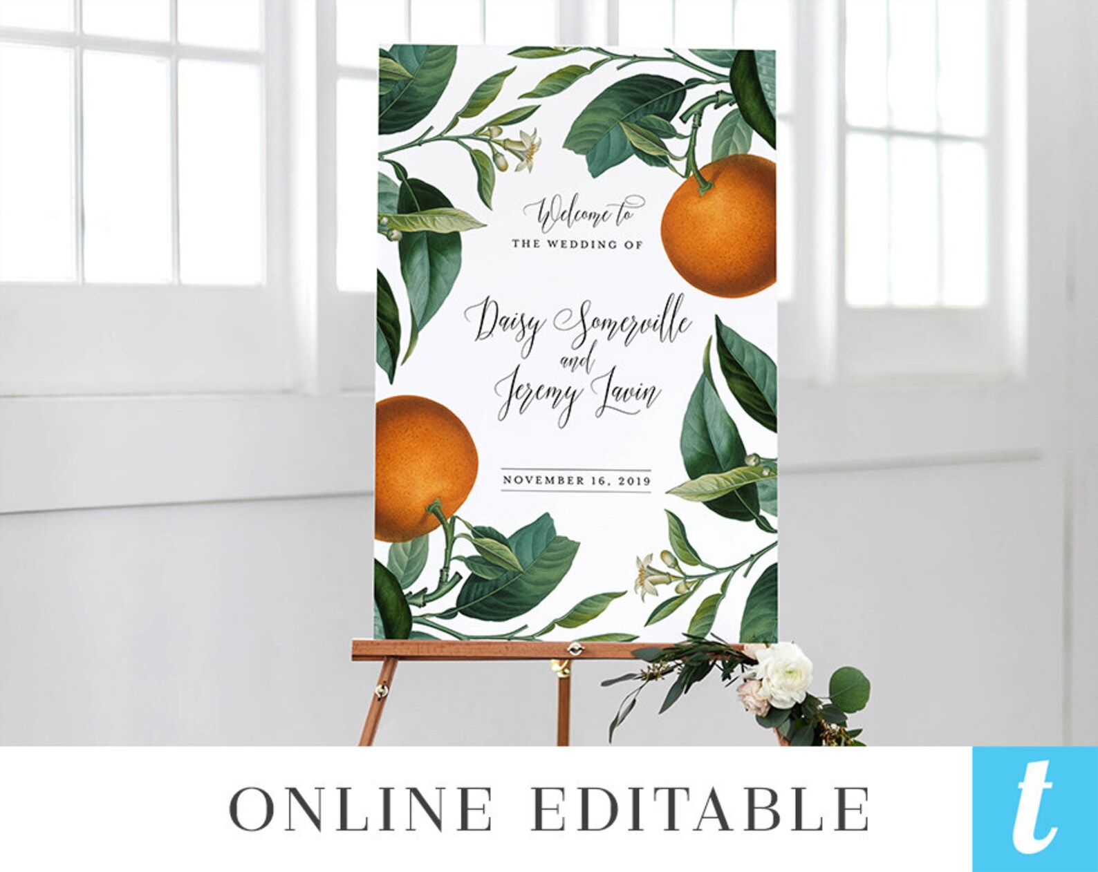 Printable Orange Wedding Invitation Template Bundle Botanical | Etsy