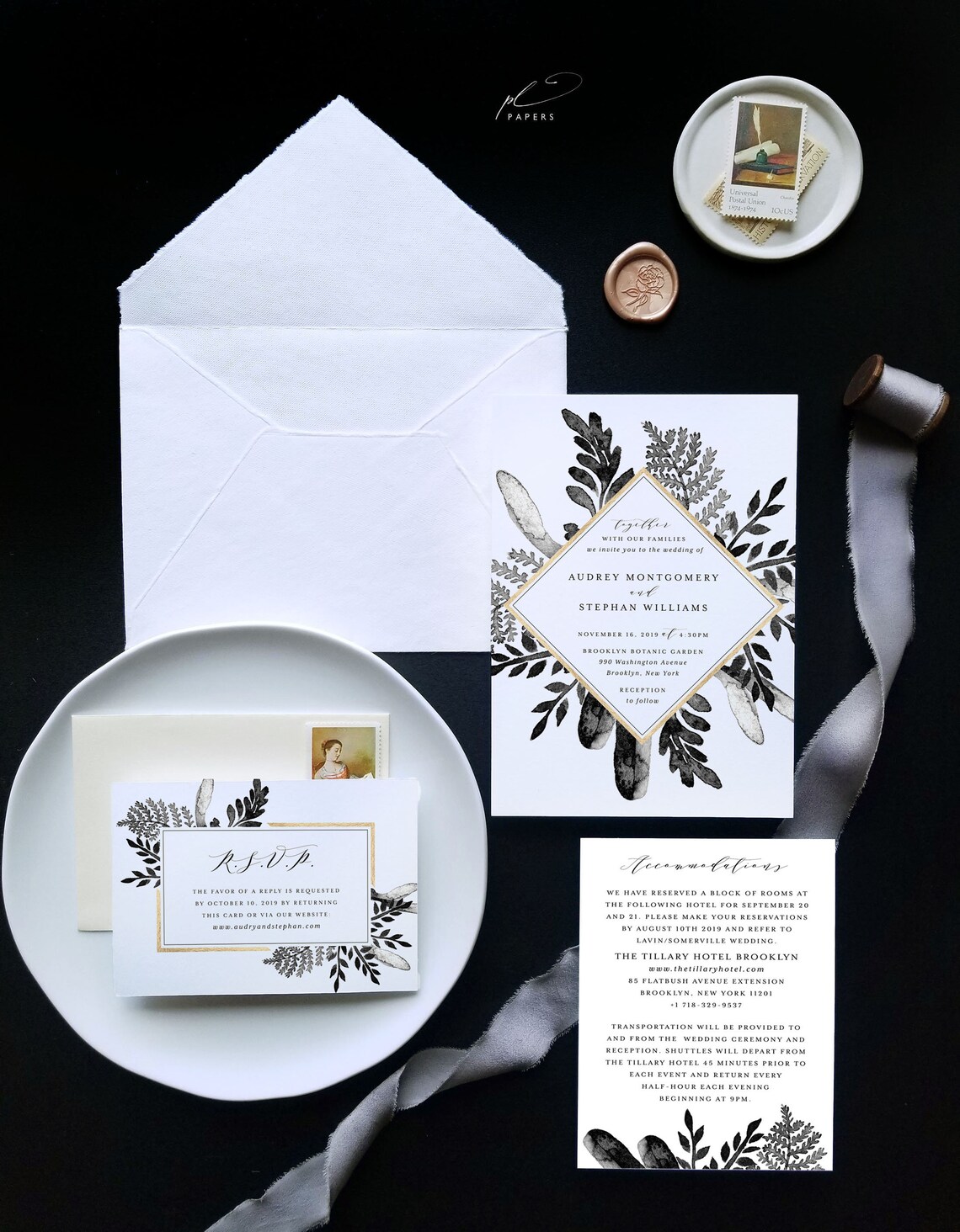 Printable Leaf Wedding Invitation Template Set Editable | Etsy
