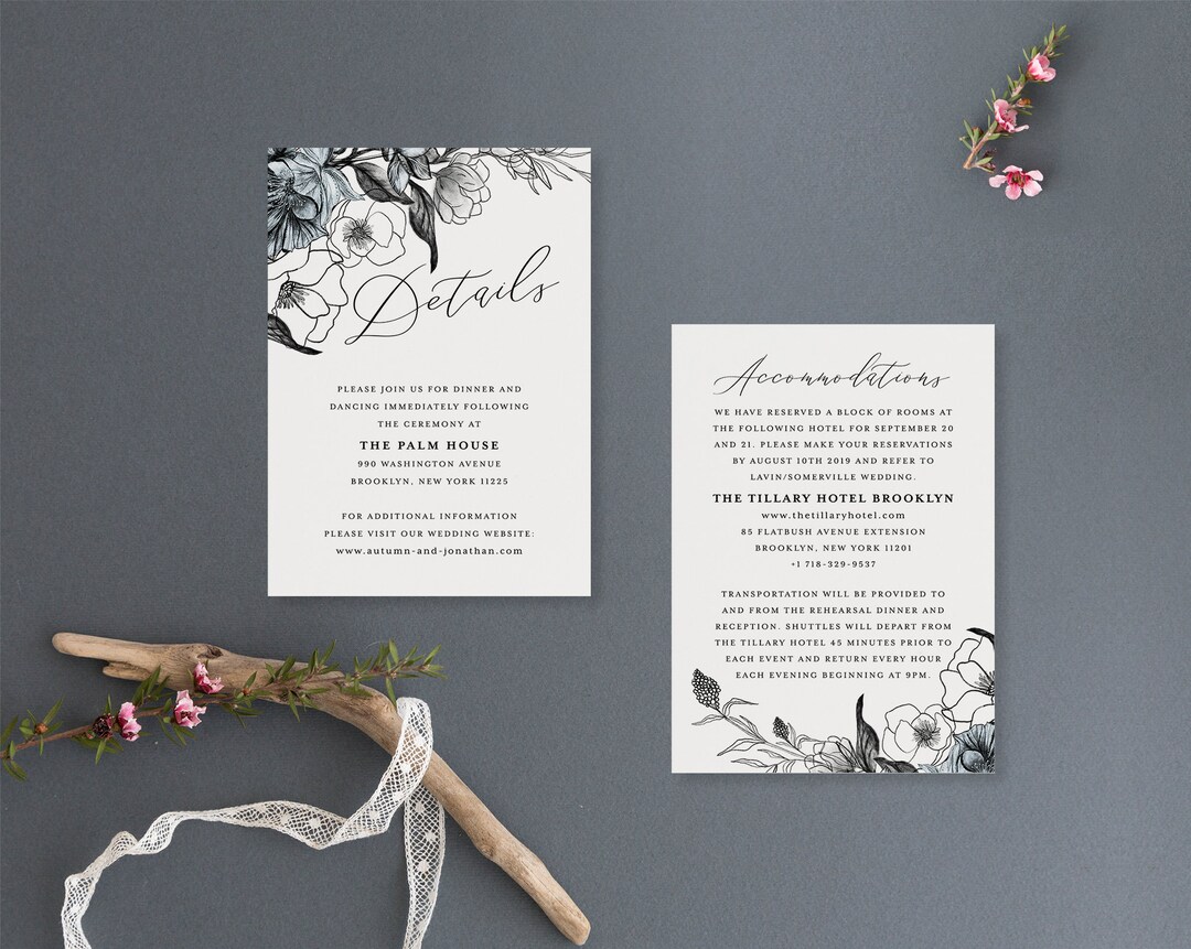 Wedding Details Card Template Printable Information Card - Etsy