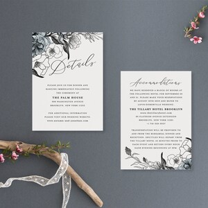 Wedding Details Card Template Printable Information Card - Etsy