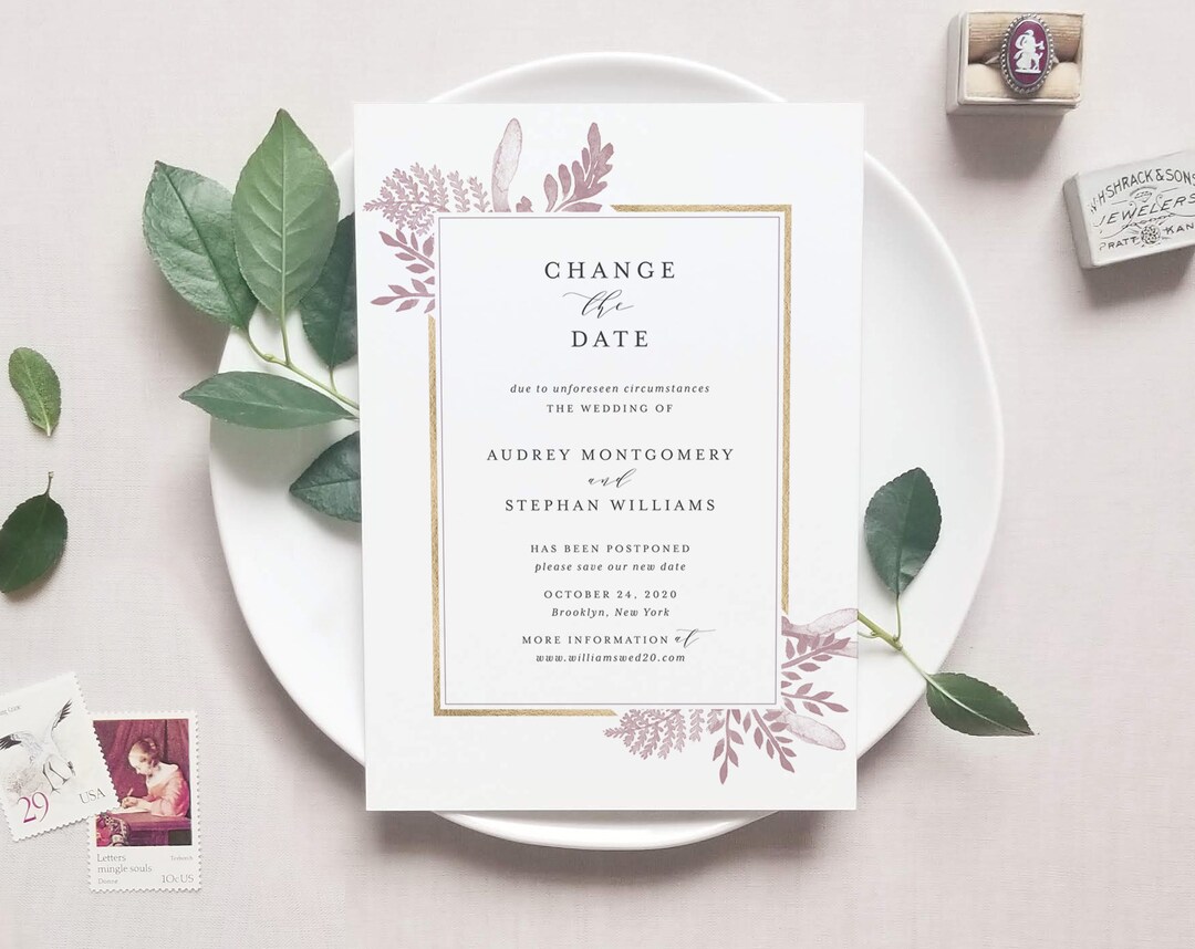 Wedding Date Change Card Template Printable Postponed Invitation ...