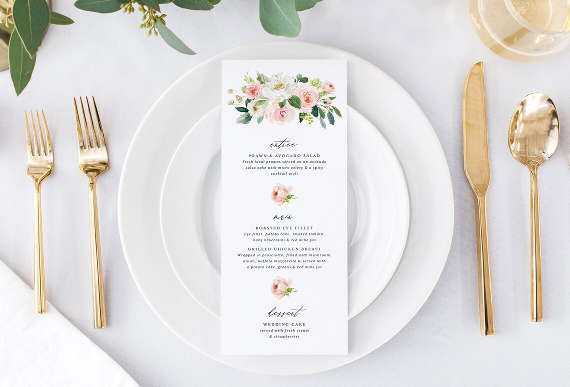 Printable Garden Wedding Menu Card Template Instant Download | Etsy