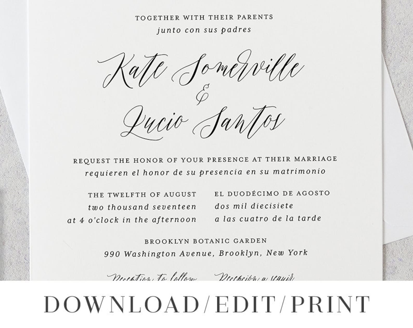 Bilingual Wedding Invitation Template Set Printable Formal - Etsy