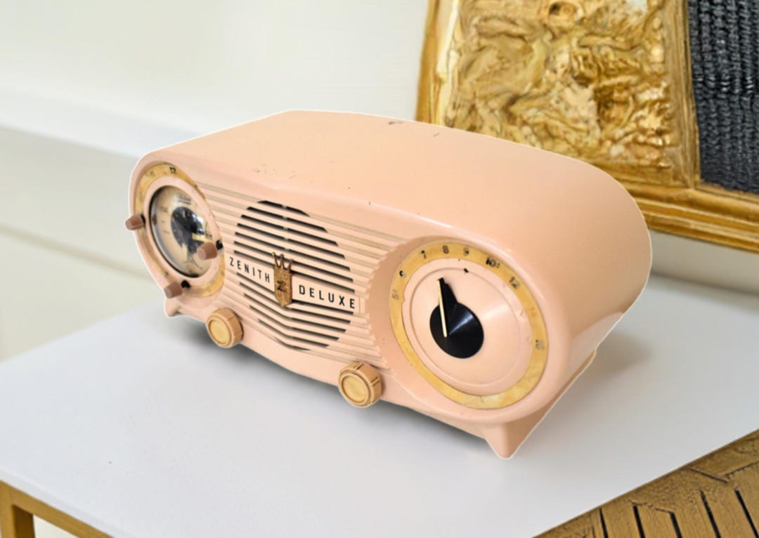 Ballet Pink 1952 Zenith Owl Eyes Model J616 AM Vacuum Tube Radio Great ...