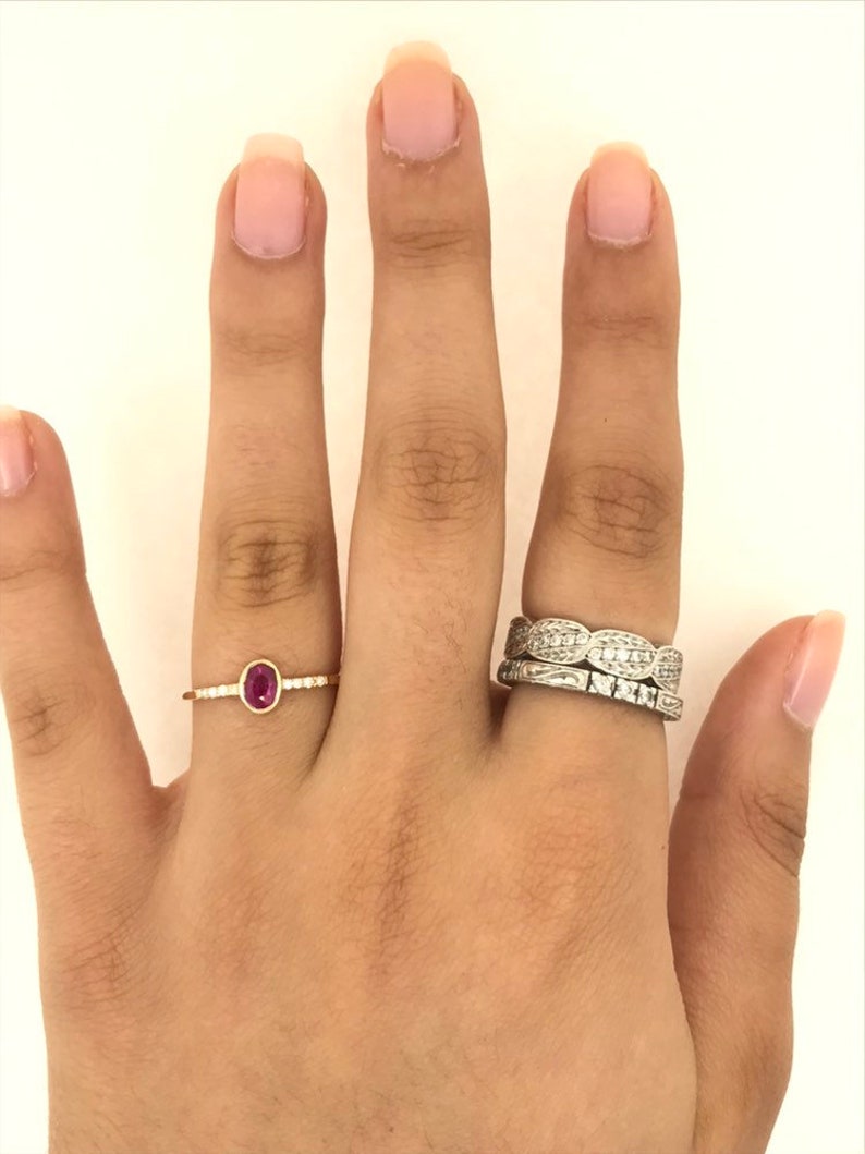 041 Carat Natural Ruby Diamond and Gold Ring Stackable and - Etsy