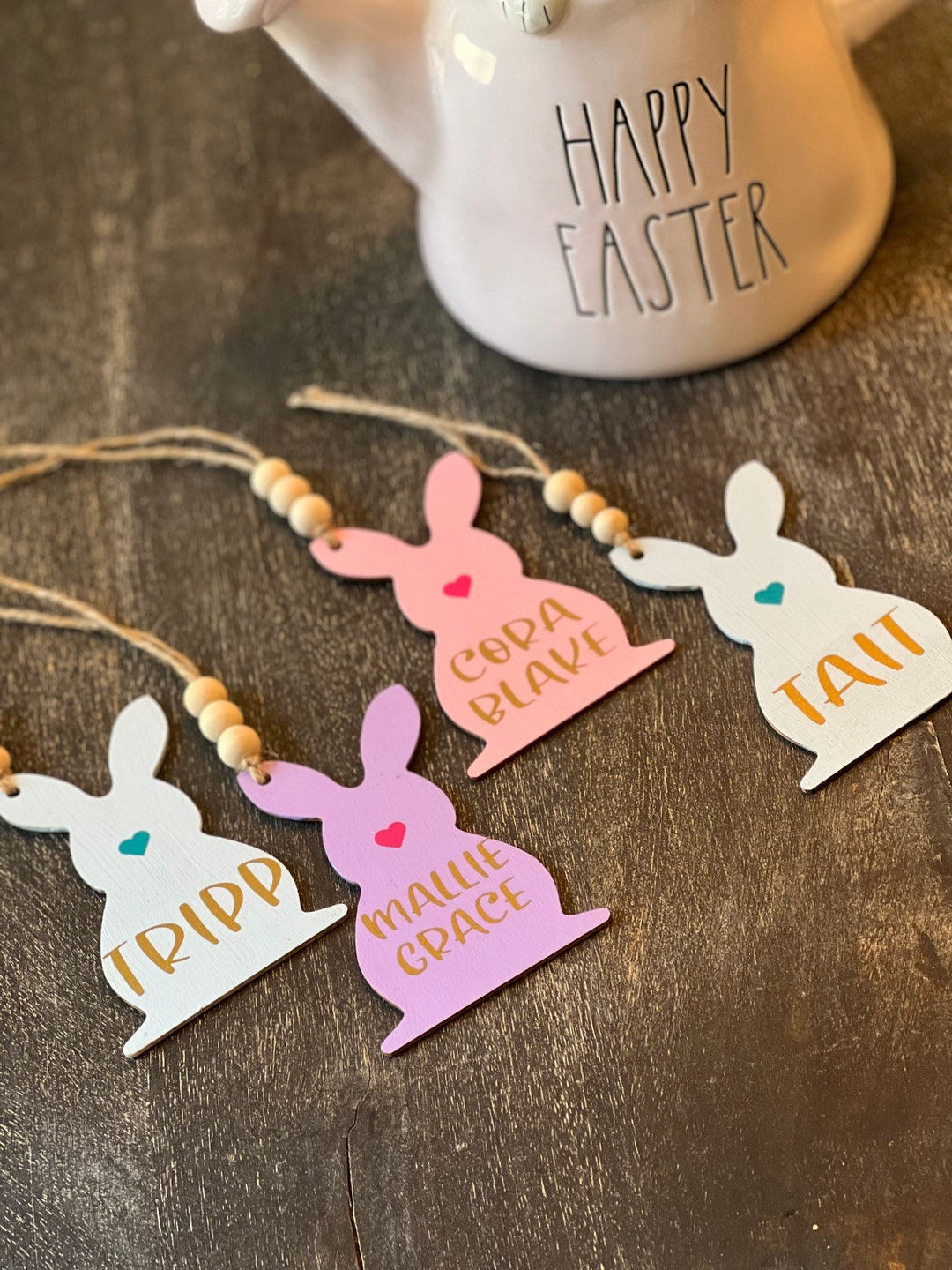 Easter Basket Name Tag, Personalized Wood Name Tag, Easter Place ...