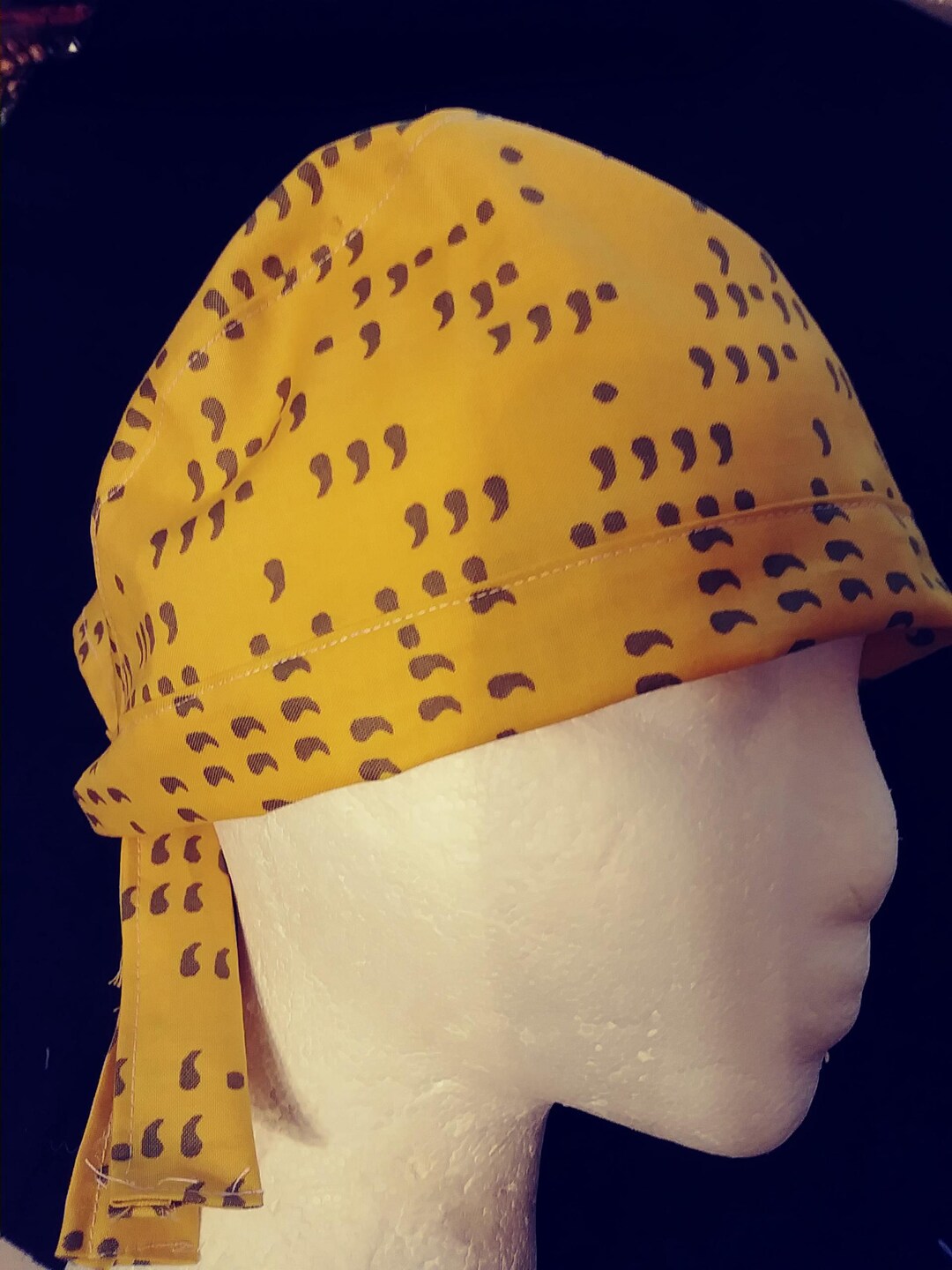 Surgical / Scrub Cap - 100% Cotton Yellow With Quotation Marks Pattern ...