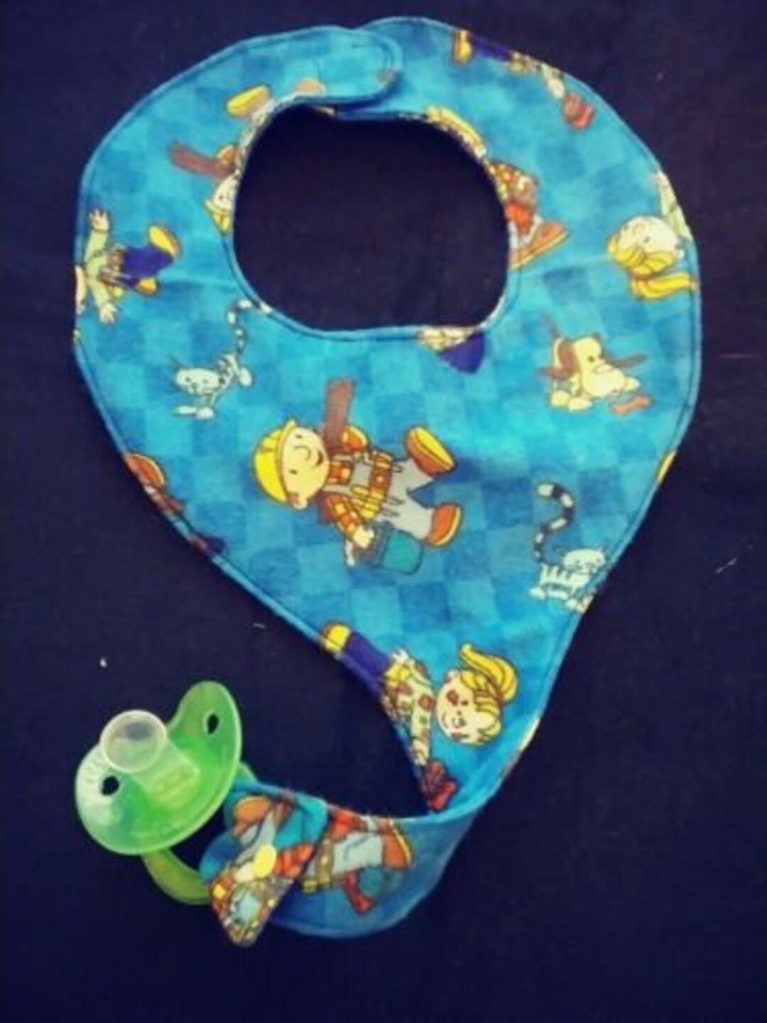 Binky Bib Pacifier Holder - Bob the Builder Pattern - Etsy