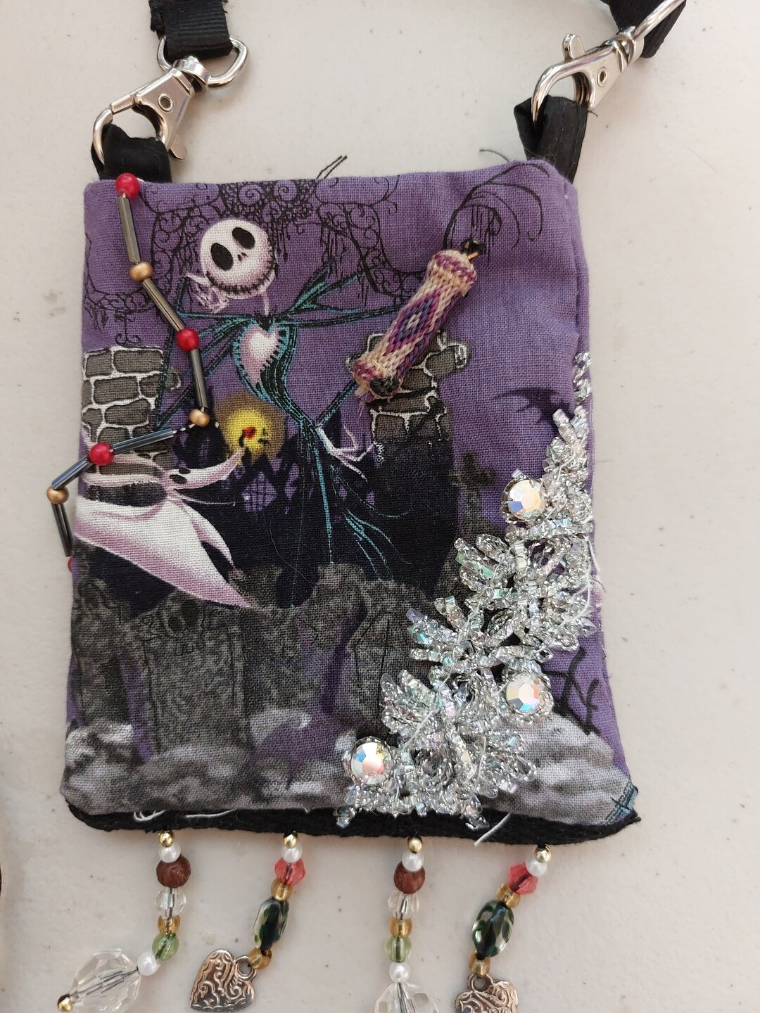 Beautiful Fabric Beaded Amulet / Medicine Bag Necklace - Purple Skelly ...