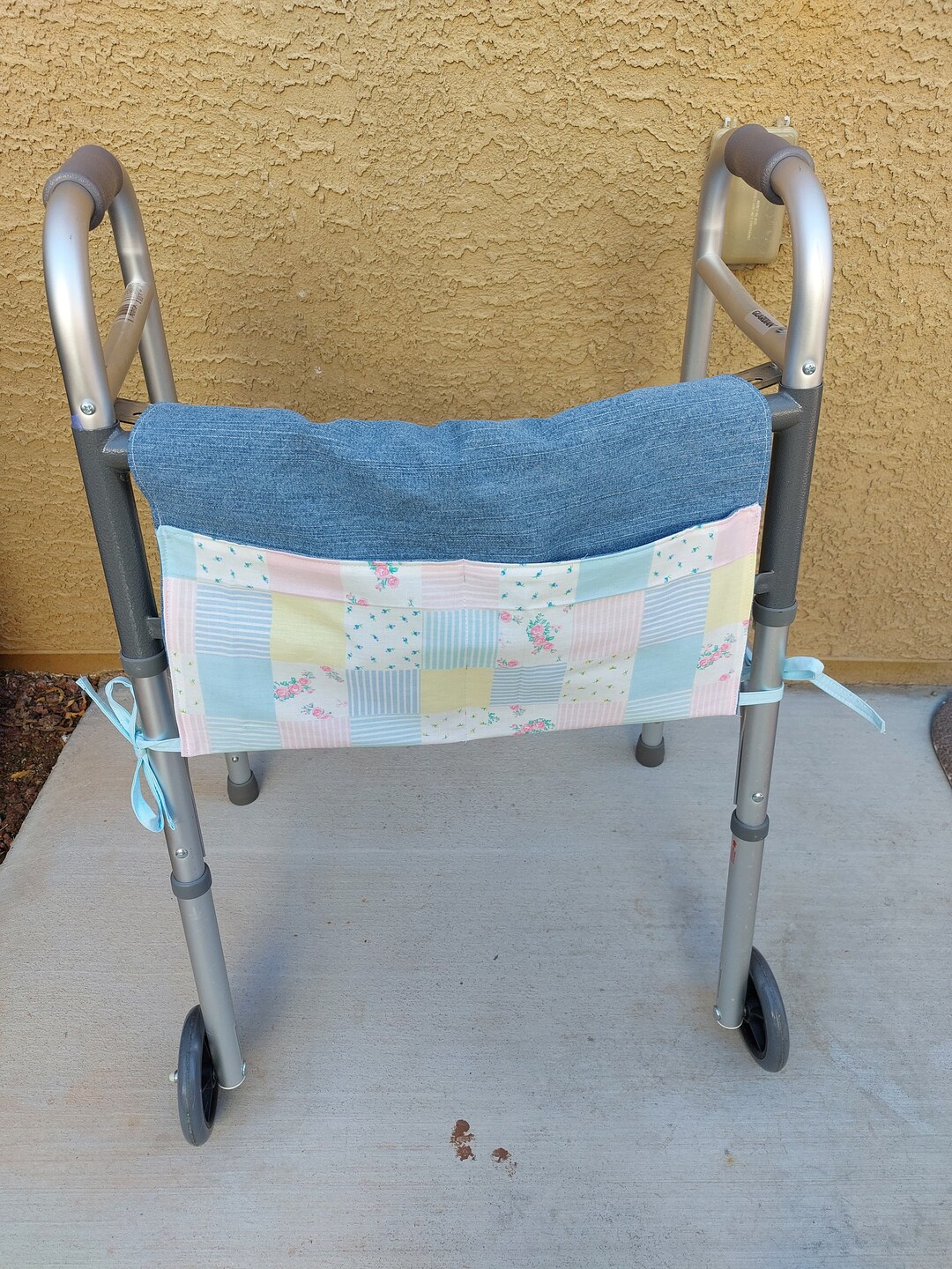Walker Tote / Caddy Denim With Pastel Patterned Squares - Etsy