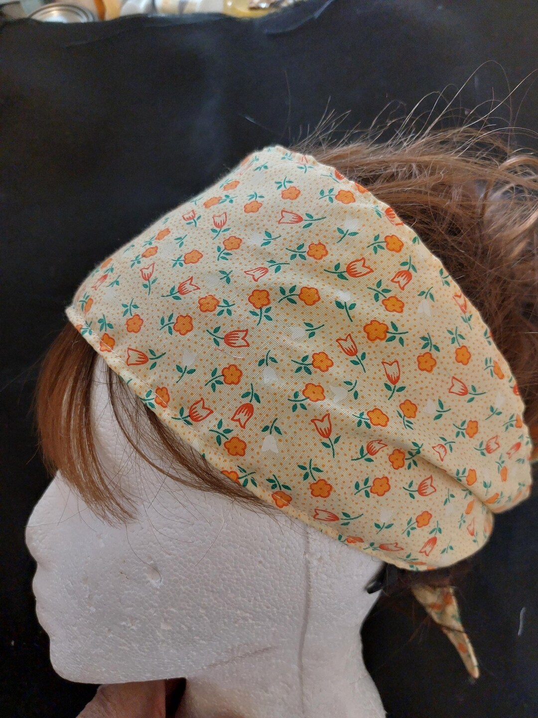Retro Style Headband - Orange Floral Pattern - Etsy