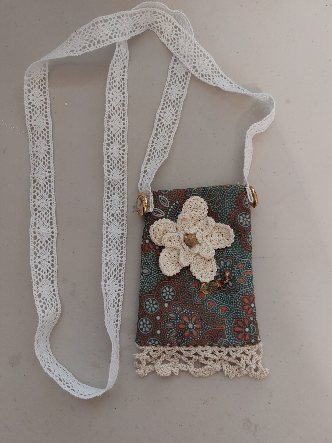 Beautiful Fabric Beaded Amulet / Medicine Bag Necklace Floral & Lace - Etsy