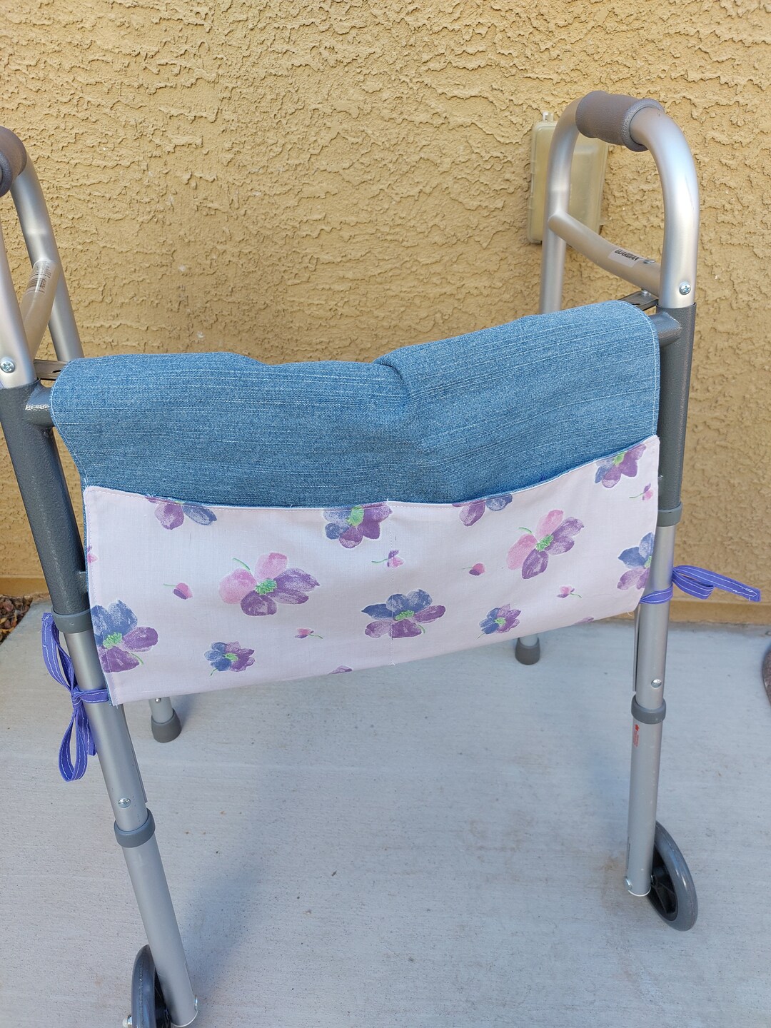 Walker Tote / Caddy Denim With Purple/lavender Flowers - Etsy