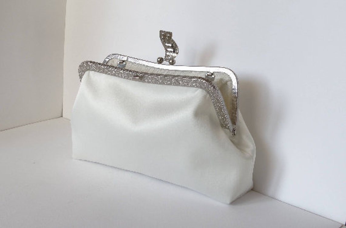 Bridal Clutch Ivory Bag, Bridal Bag Clutch , Ivory Satin Clutch ...
