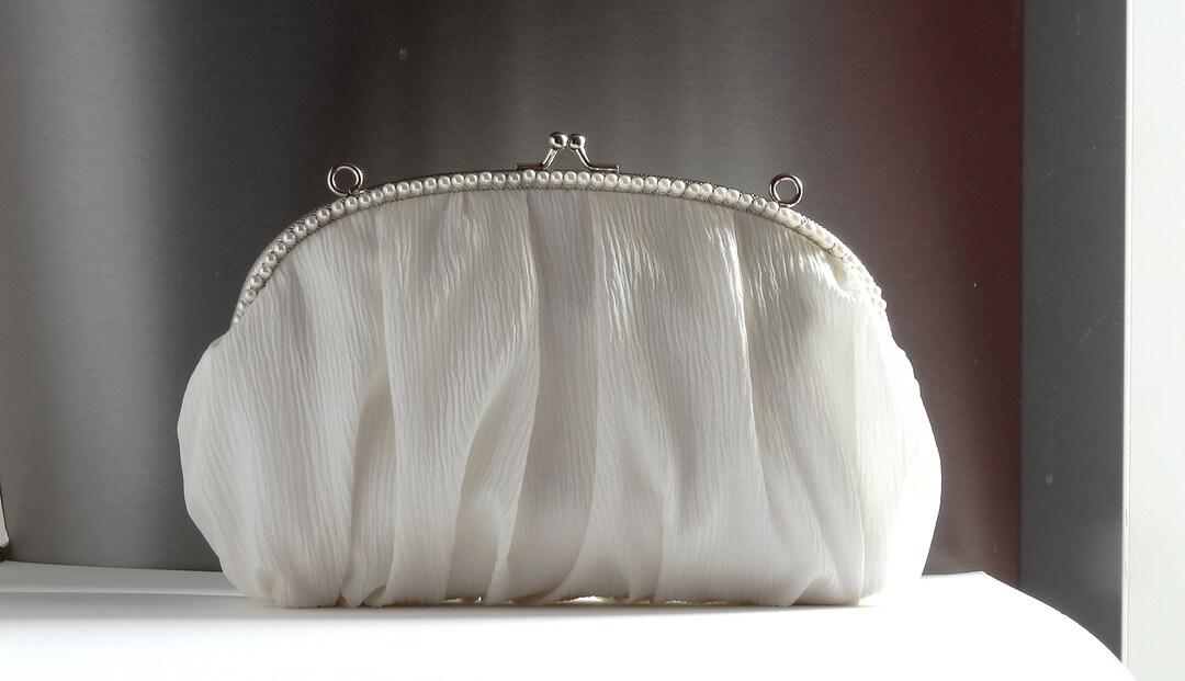 Bridal Clutch Ivory Bag,pearls Bride Clutch Purse ,pearls Handle,bride ...