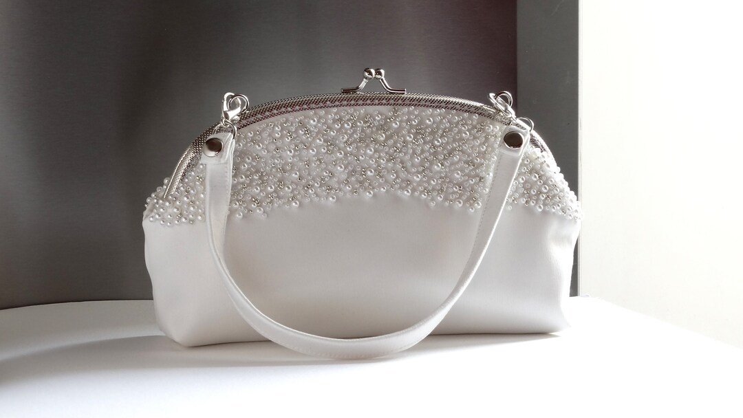 Bridal Clutch Ivory Bag,pearls Bride Clutch Purse ,bride Ivory Bag ...