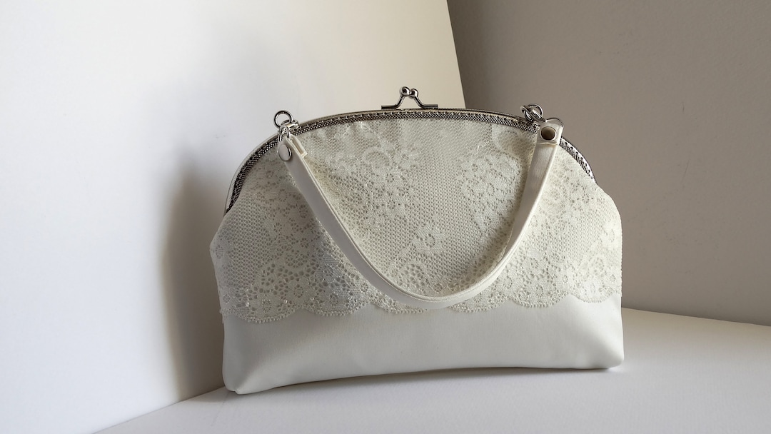 Bridal Ivory Clutch Bag,lace Ivory Clutch Bag ,wedding Ivory Satin ...