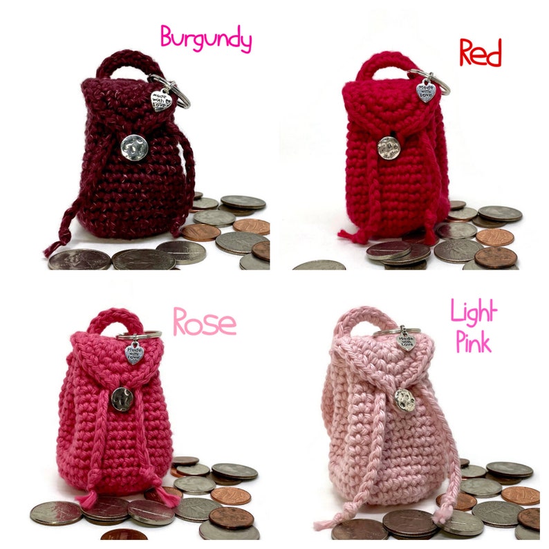 Mini Crochet Backpack Keychain Made With 100% Cotton Yarn, NEW COLORS ...