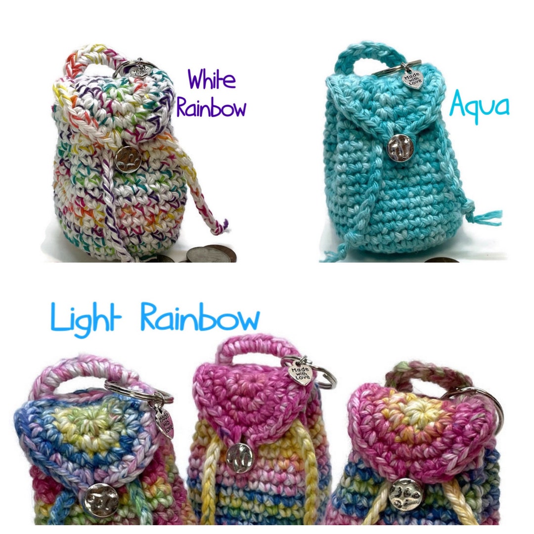 Mini Crochet Backpack Keychain Made With 100% Cotton Yarn, NEW COLORS ...